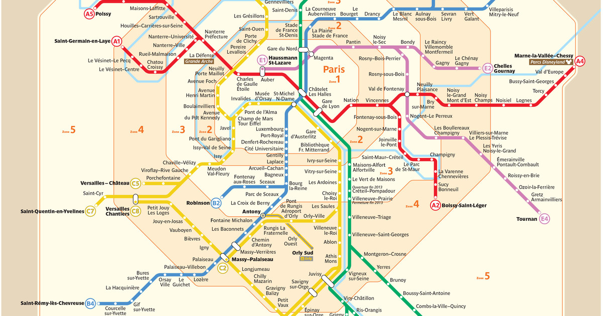 Plan Et Carte Du RER Et Transilien De Paris Stations Et Lignes